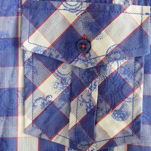 george roth | Shirts | George Roth Blue Plaid Button Down Shirt Cotton ...